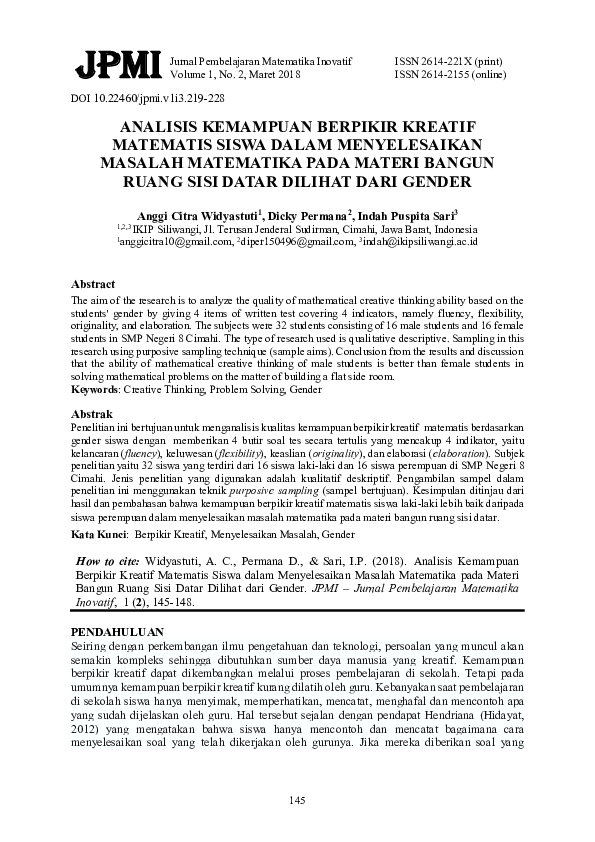 (PDF) ANALISIS KEMAMPUAN BERPIKIR KREATIF MATEMATIS SISWA KELAS VII PADA MATERI BANGUN DATAR ...
