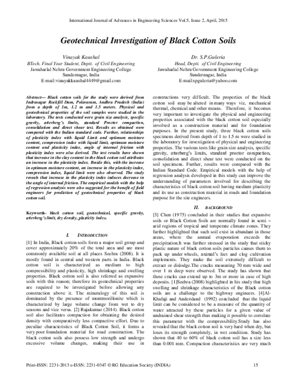 (PDF) Geotechnical Characteristics of Two Different Soils and their Mixture and Relationships ...