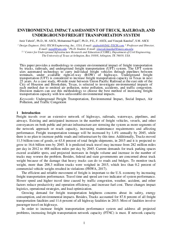 (PDF) ENVIRONMENTAL IMPACT ASSESSMENT OF TRUCK, RAILROAD, AND ...