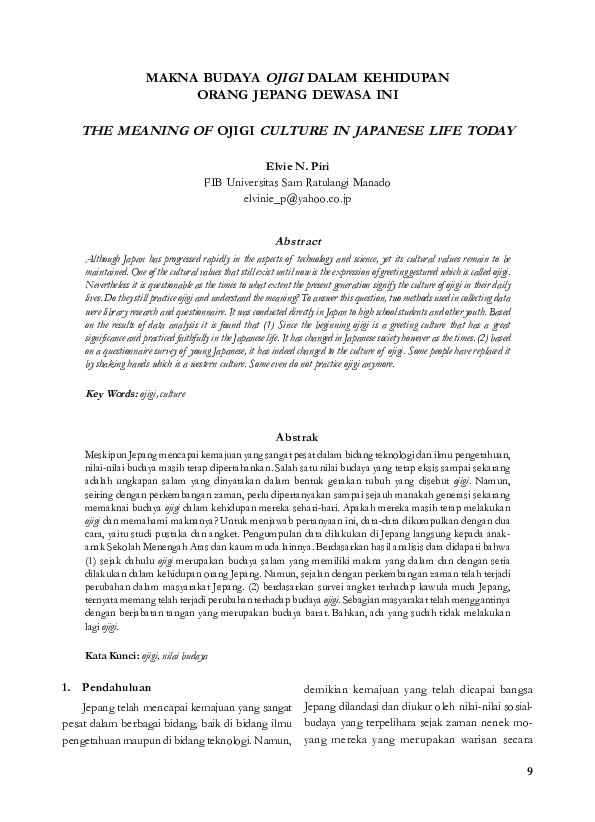 (PDF) Makna Budaya Ojigi Dalam Kehidupan Orang Jepang Dewasa Ini (The ...