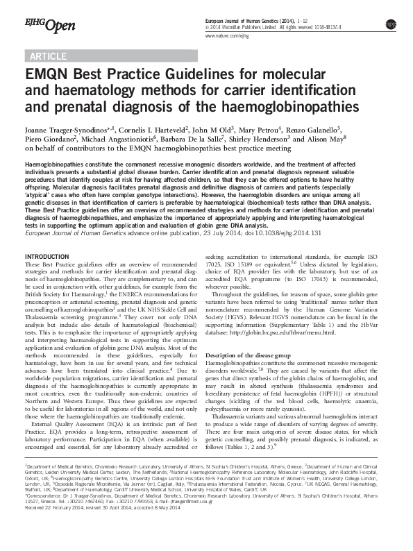 (PDF) EMQN Best Practice Guidelines for molecular and haematology ...