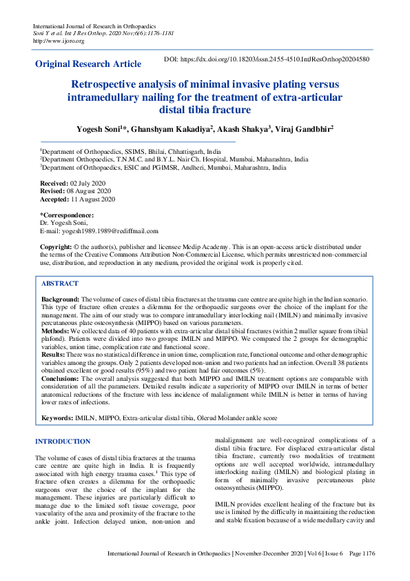 (PDF) Retrospective analysis of minimal invasive plating versus intramedullary nailing for ...