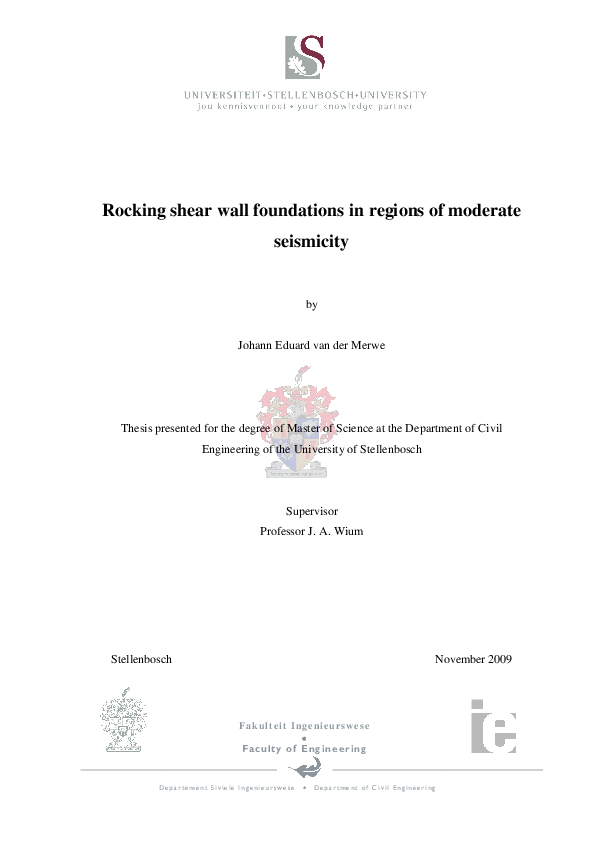(PDF) Rocking Shear Wall Foundations In Regions of Moderate Seismicity