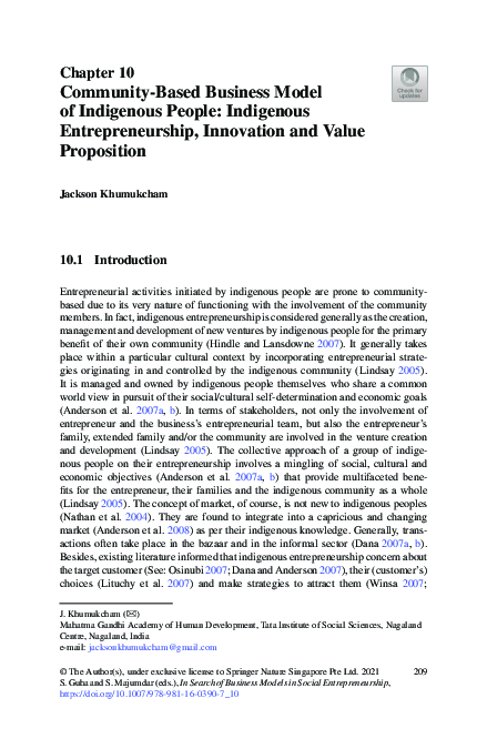 (PDF) Community-Based Business Model of Indigenous People: Indigenous ...