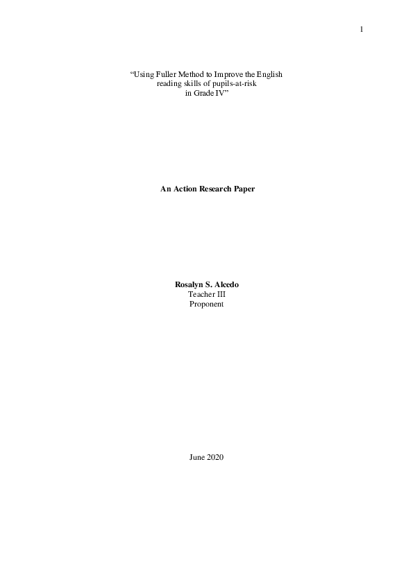 (PDF) "Using Fuller Method to Improve the English reading skills of ...