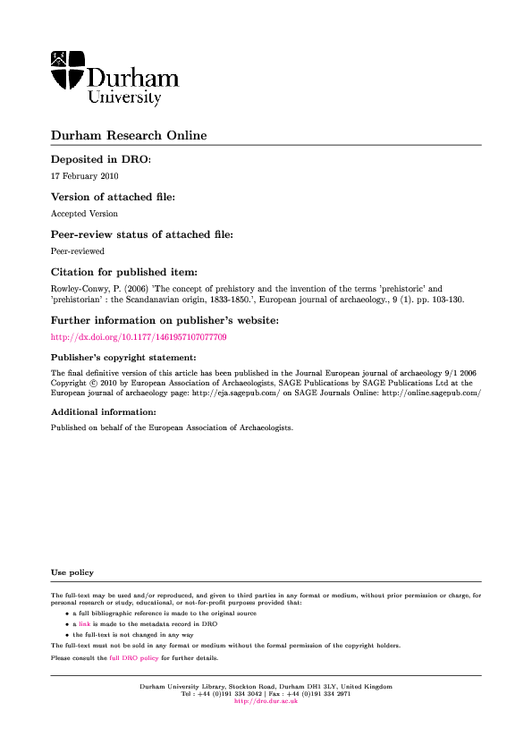 (PDF) The Concept of Prehistory and the Invention of the Terms ...