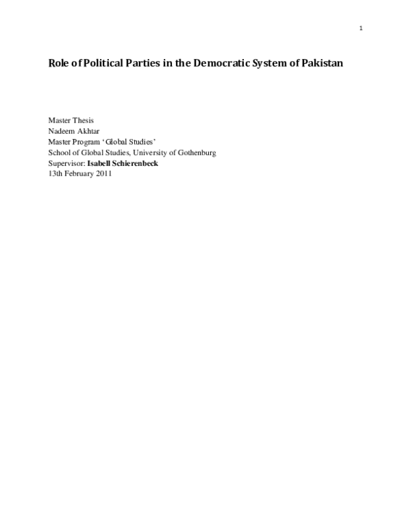 (PDF) Role of Political Parties in the Democratic System of Pakistan