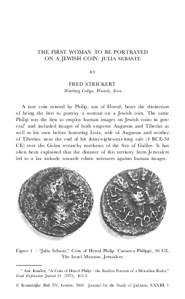 (PDF) The First Woman to Be Portrayed on a Jewish Coin: Julia Sebaste