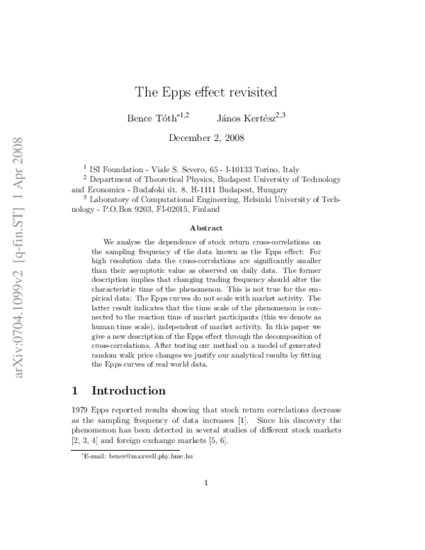 (PDF) Analyzing the Epps Effect: Frequency and Human Time Scale