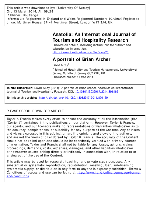 (PDF) A portrait of Brian Archer