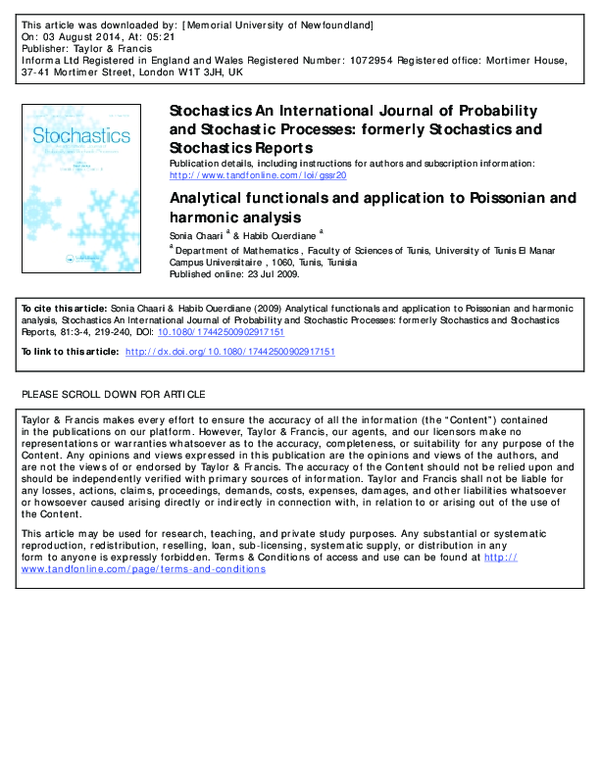 (PDF) Analytical functionals and application to Poissonian and harmonic analysis