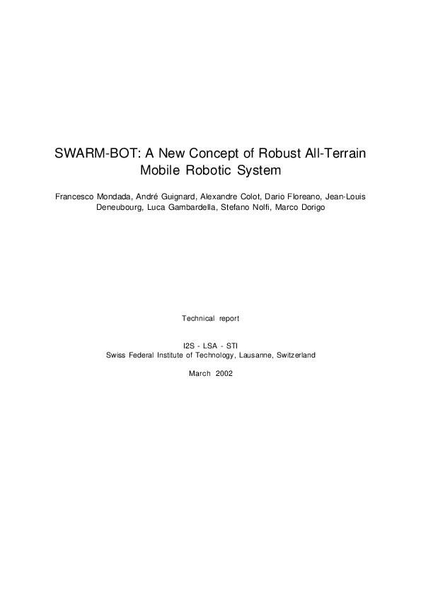 Pdf Swarm Bot A New Concept Of Robust All Terrain Mobile Robotic System
