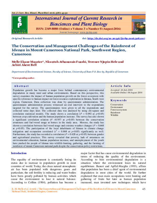 (PDF) The Conservation and Management Challenges of the Rainforest of ...