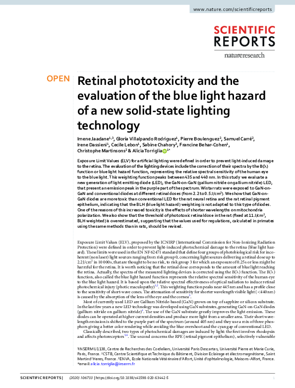 (PDF) Retinal phototoxicity and the evaluation of the blue light hazard ...