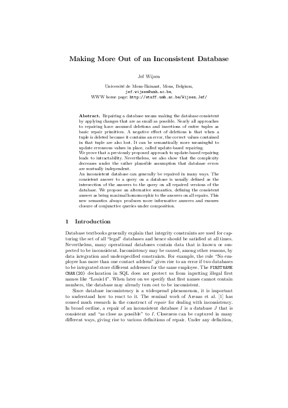 (PDF) Making More Out of an Inconsistent Database