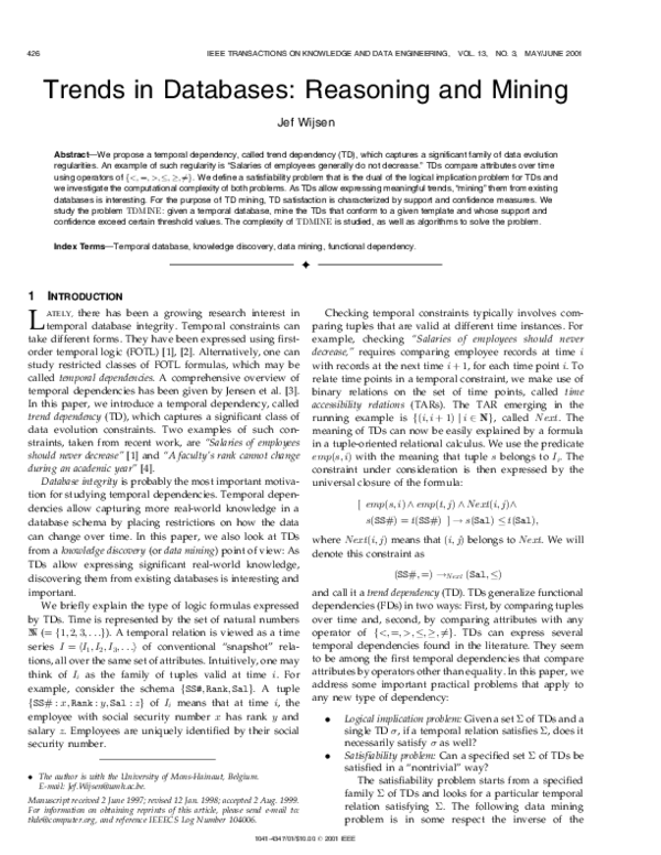 (PDF) Trends in databases: reasoning and mining