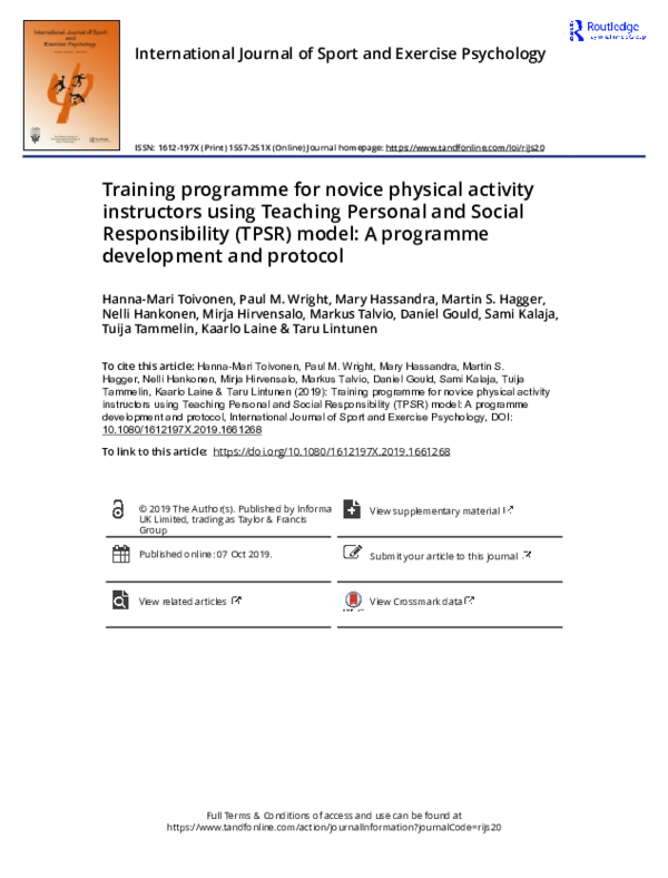 (PDF) Training programme for novice physical activity instructors using ...