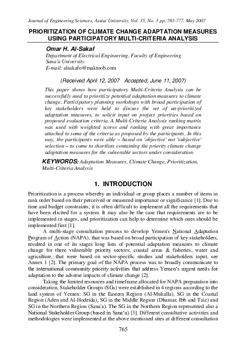 (PDF) Prioritization of Climate Change Adaptation Measures Using ... (PDF) Prioritization of Climate Change Adaptation Measures Using ...