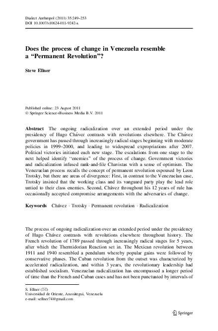 (PDF) Does the process of change in Venezuela resemble a “Permanent ...