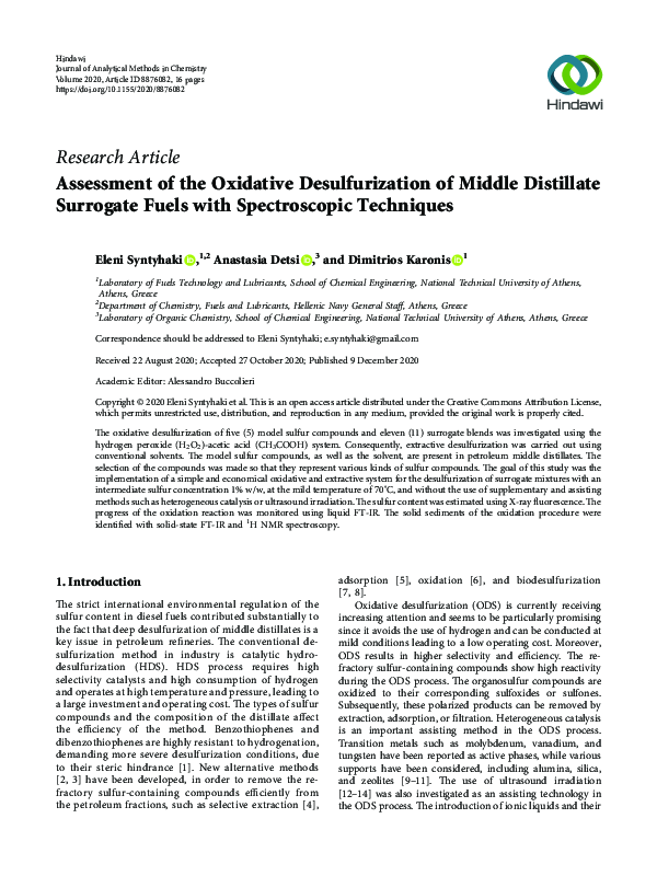 (PDF) Assessment of the Oxidative Desulfurization of Middle Distillate ...