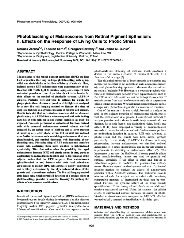 (PDF) Photobleaching of melanosomes from retinal pigment epithelium: I ...