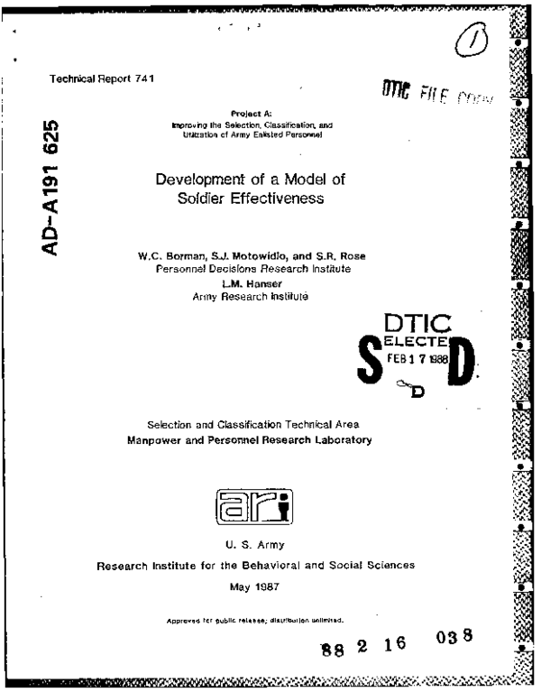 (PDF) Development of a model of soldier effectiveness