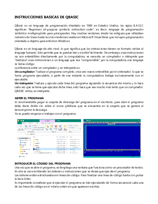(PDF) INSTRUCCIONES BASICAS DE QBASIC