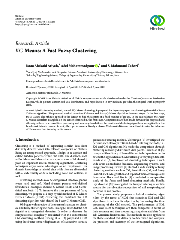 (PDF) KC-Means: A Fast Fuzzy Clustering