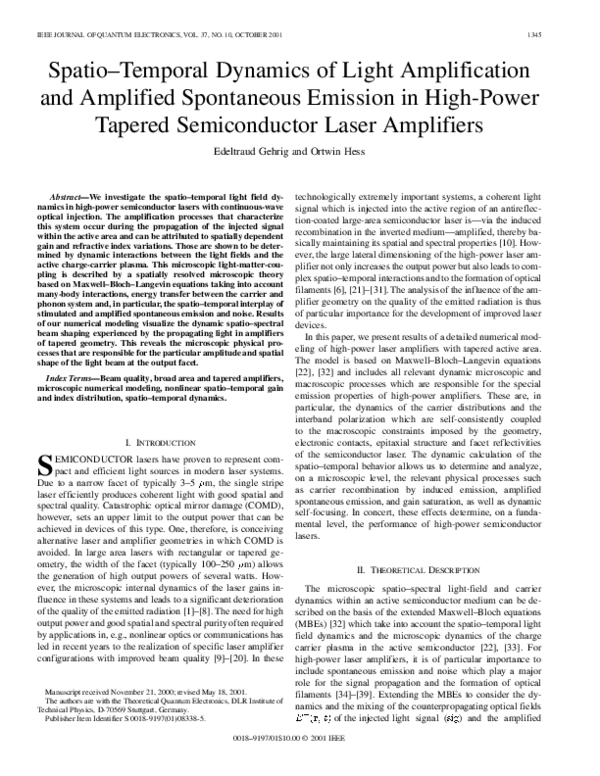 (PDF) Spatio-temporal dynamics of light amplification and amplified spontaneous emission in high ...
