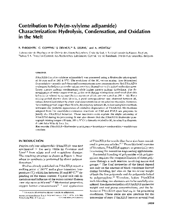 (PDF) Contribution to poly(m-xylylene adipamide) characterization ...
