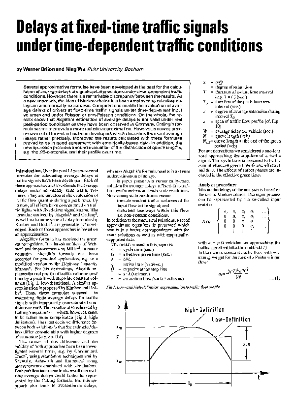 (PDF) Delays at Fixed-Time Traffic Signals Under Time-Dependent Traffic ...