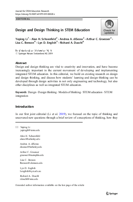 (PDF) Design and Design Thinking in STEM Education