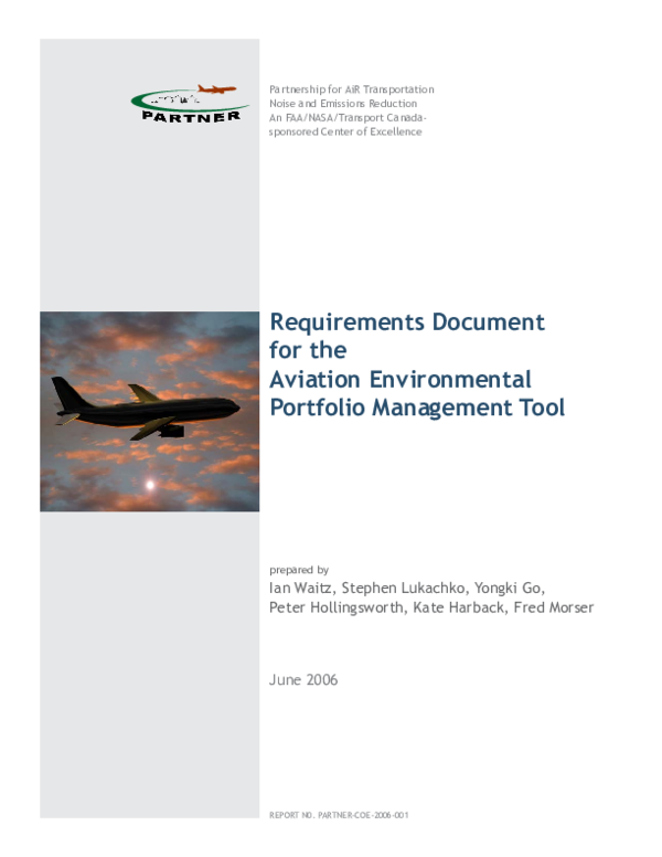 (PDF) Requirements Document for the Aviation Environmental Portfolio ...