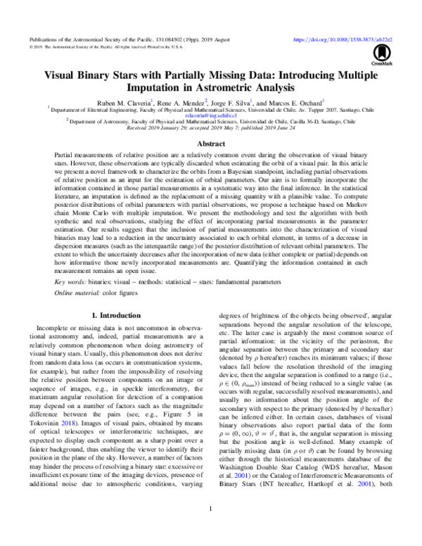 (PDF) Visual Binary Stars with Partially Missing Data: Introducing ...