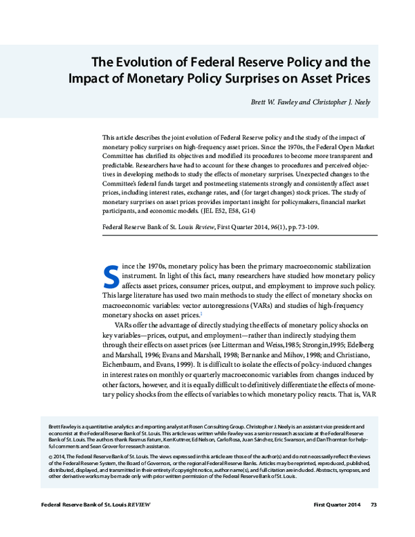 (PDF) The Evolution of Federal Reserve Policy and the Impact of ...