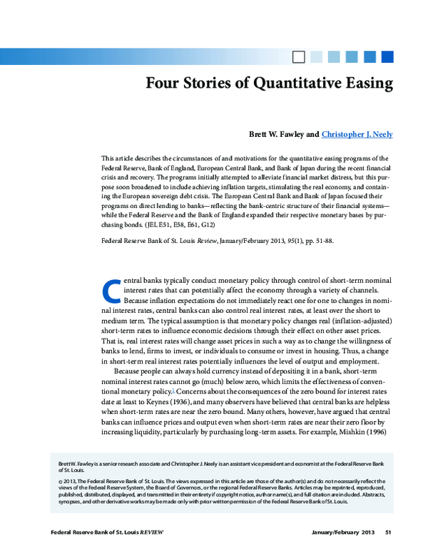 (PDF) Four Stories of Quantitative Easing
