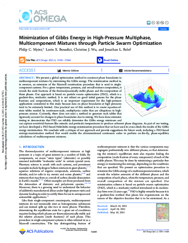(PDF) Minimization of Gibbs Energy in High-Pressure Multiphase ...