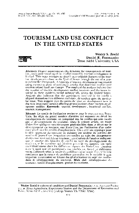 (PDF) Tourism land use conflict in the United States