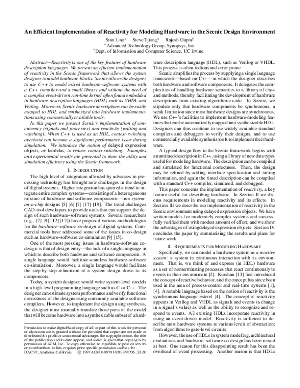 Pdf An Efficient Implementation Of Reactivity For Modeling Hardware
