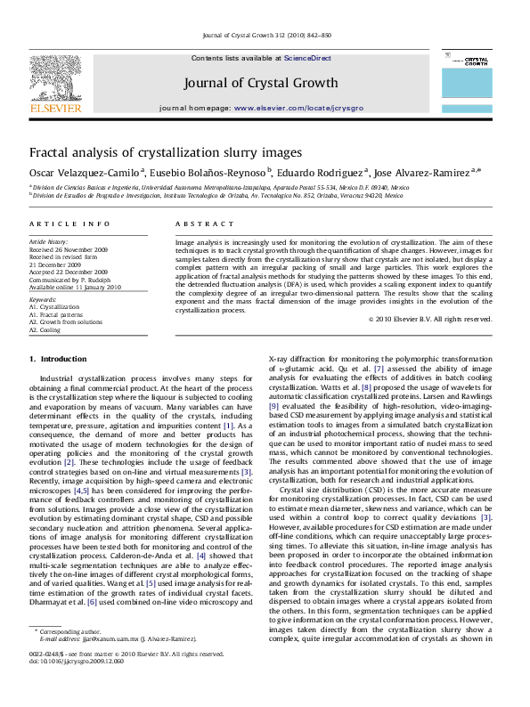 (PDF) Fractal analysis of crystallization slurry images