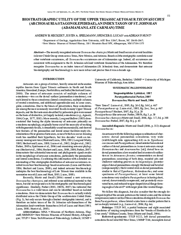 (PDF) Biostratigraphic utility of the Upper Triassic aetosaur ...