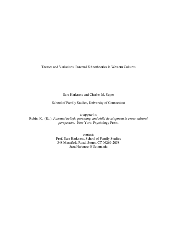 (PDF) Themes and variations: Parental ethnotheories in Western cultures