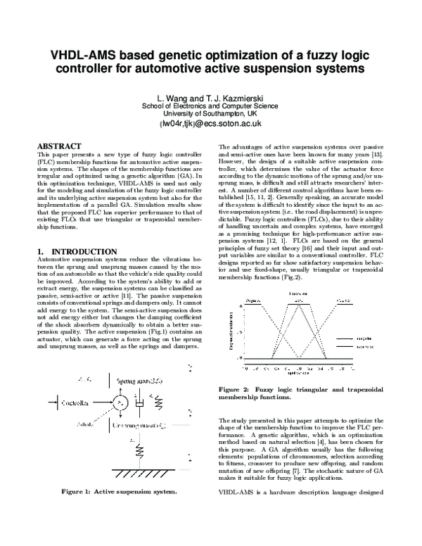 Pdf Vhdl Ams Based Genetic Optimization Of A Fuzzy Logic Controller