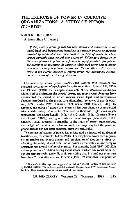 (PDF) The Exercise of Power in Coercive Organizations: A Study of ...