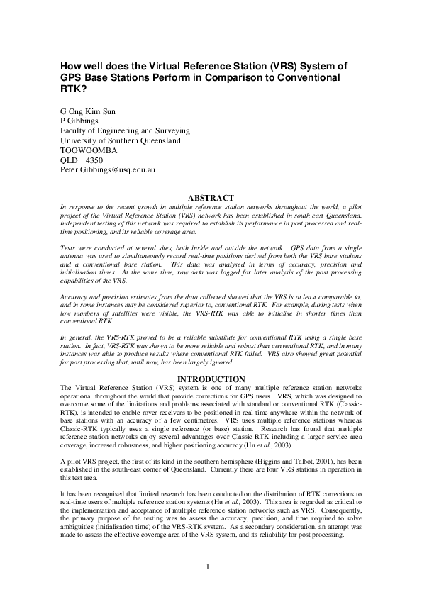 (PDF) How well does the virtual reference station (VRS) system of GPS base stations perform in ...