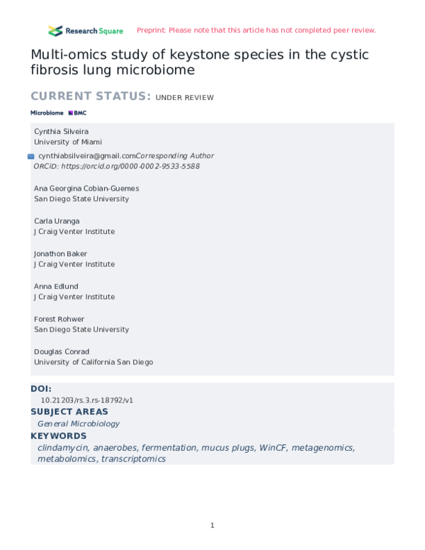 (PDF) Multi-omics study of keystone species in the cystic fibrosis lung ...