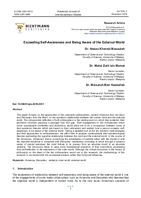 (PDF) Exceeding Self-Awareness and Being Aware of the External World