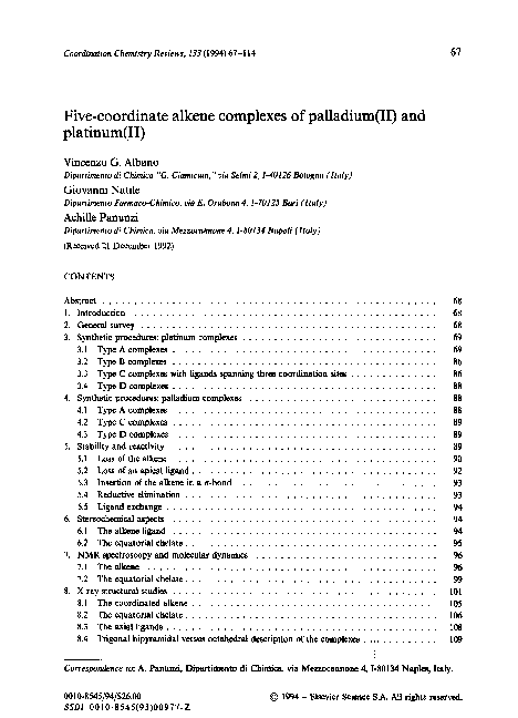 (PDF) Five-coordinate alkene complexes of palladium(II) and platinum(II)