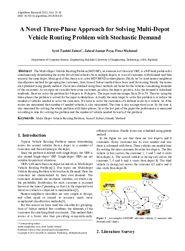 (PDF) A Novel Three-Phase Approach for Solving Multi-Depot Vehicle Routing Problem with ...