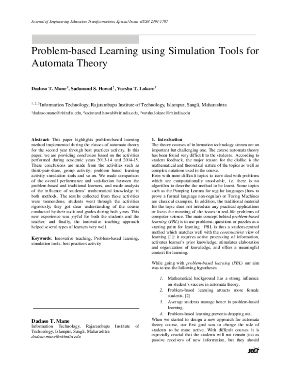 Pdf Simulation Tools In Problem Based Learning